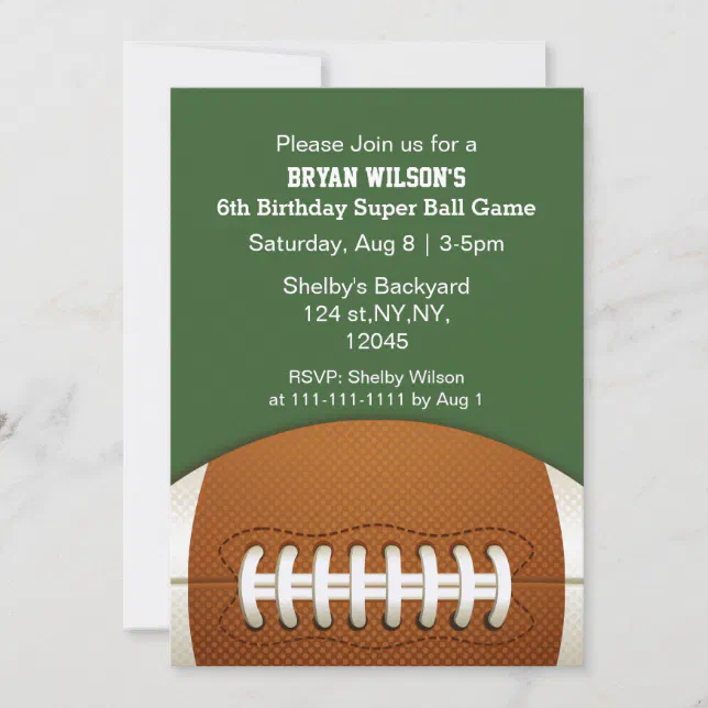 Personalized Invites Sports Party football theme | Zazzle
