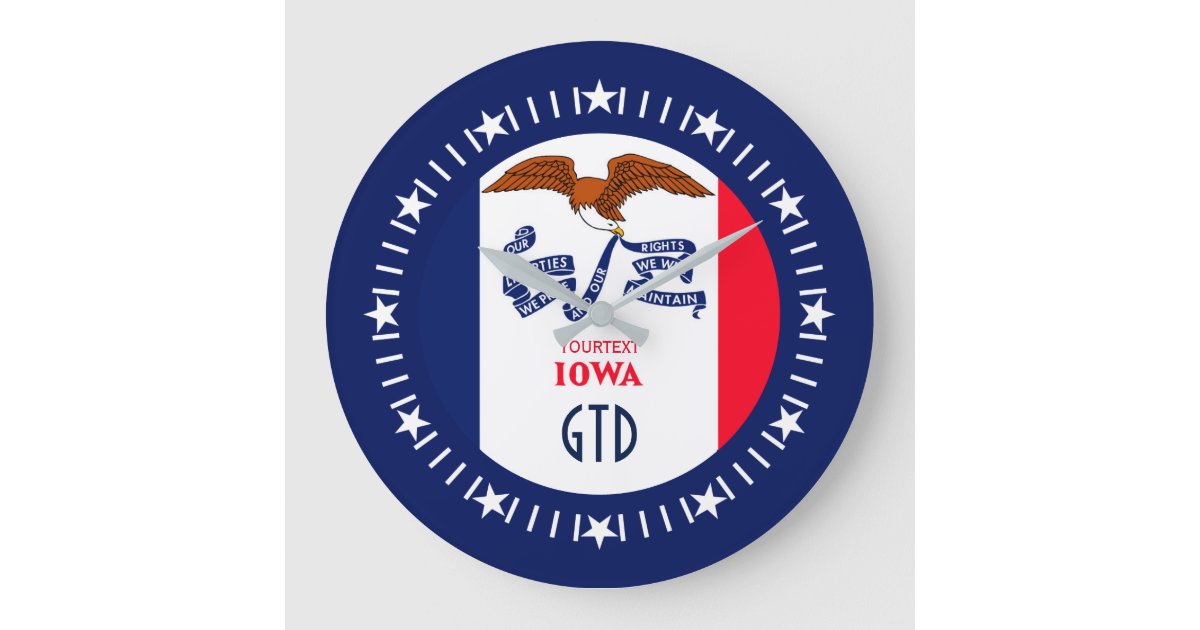 Personalized Iowa State Flag Design on Large Clock | Zazzle