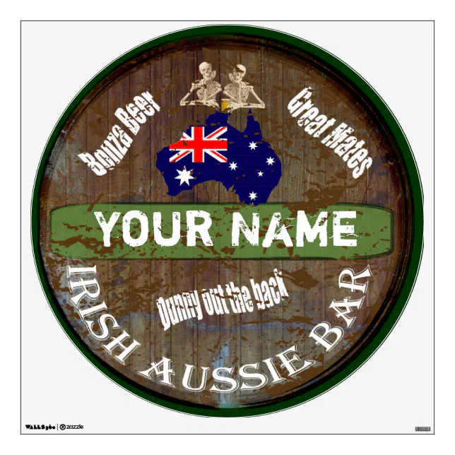 Personalized Irish Aussie pub sign Wall Decal | Zazzle