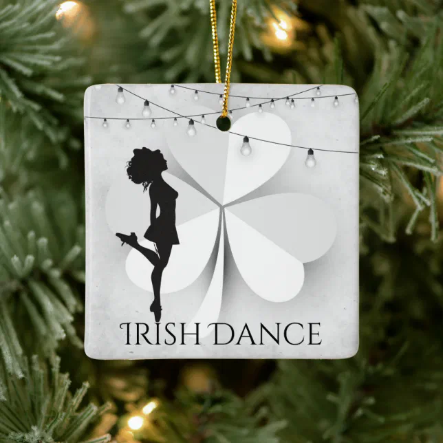 Personalized Irish Dancer Clover Dance Christmas Ceramic Ornament | Zazzle