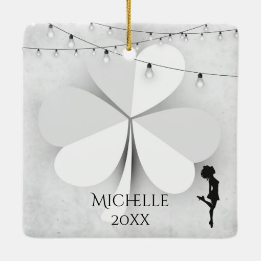 Personalized Irish Dancer Clover Dance Christmas Ceramic Ornament | Zazzle