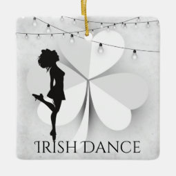 Personalized Irish Dancer Clover Dance Christmas Ceramic Ornament | Zazzle