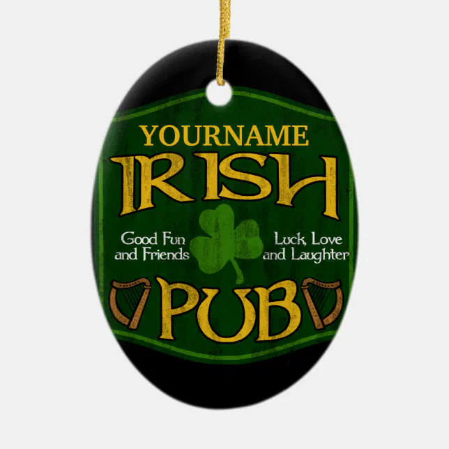 Personalized Irish Pub Sign Ceramic Ornament | Zazzle