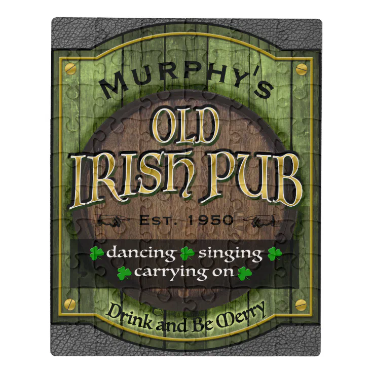Personalized, Irish Pub Sign Jigsaw Puzzle | Zazzle