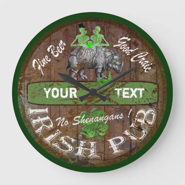Personalized Irish pub sign Large Clock | Zazzle