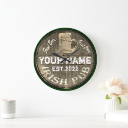 Personalized Irish pub sign Large Clock | Zazzle