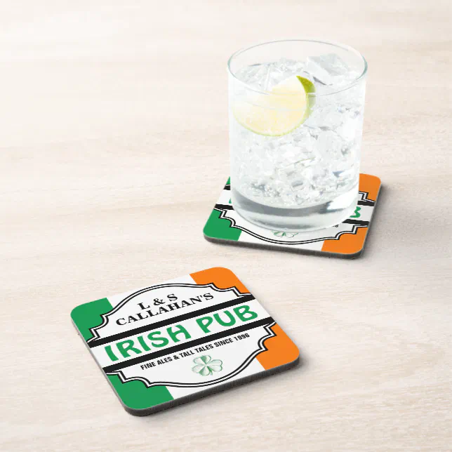 Personalized Irish Pub Tavern for Couples Coaster | Zazzle