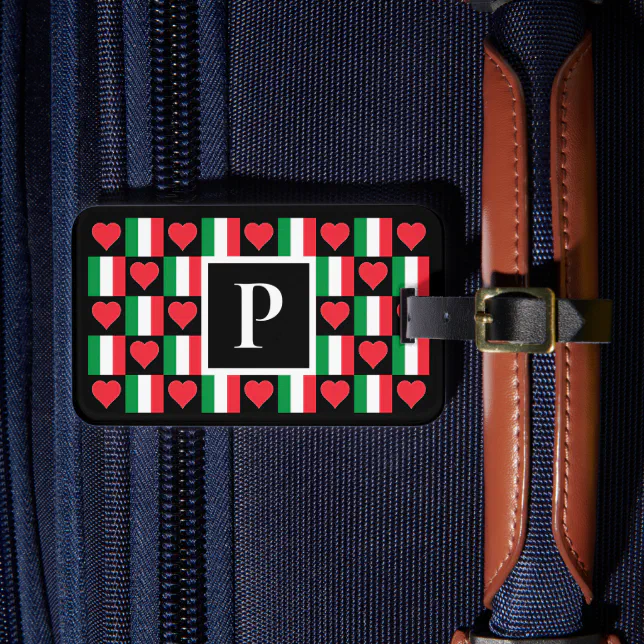 Personalized Italian Flag Custom Letter Italy Luggage Tag | Zazzle