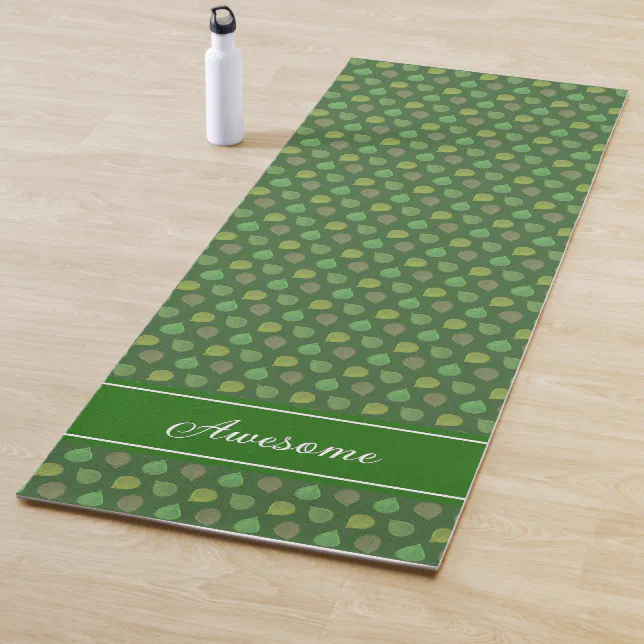 Personalized Jade Tree Leaves on Green Yoga Mat | Zazzle