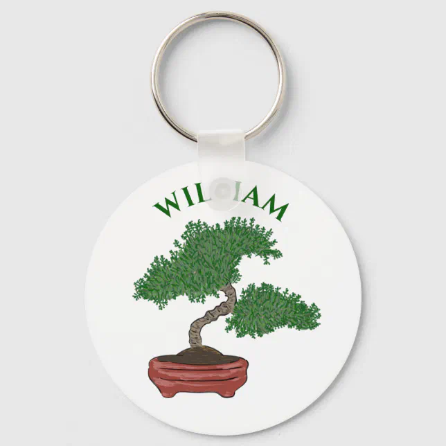 Personalized Japanese Bonsai Tree Keychain | Zazzle