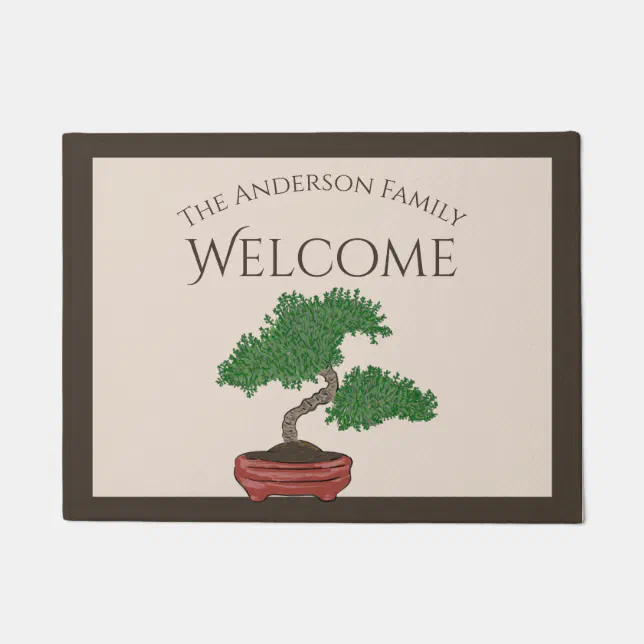Personalized Japanese Bonsai Tree Welcome Mat | Zazzle