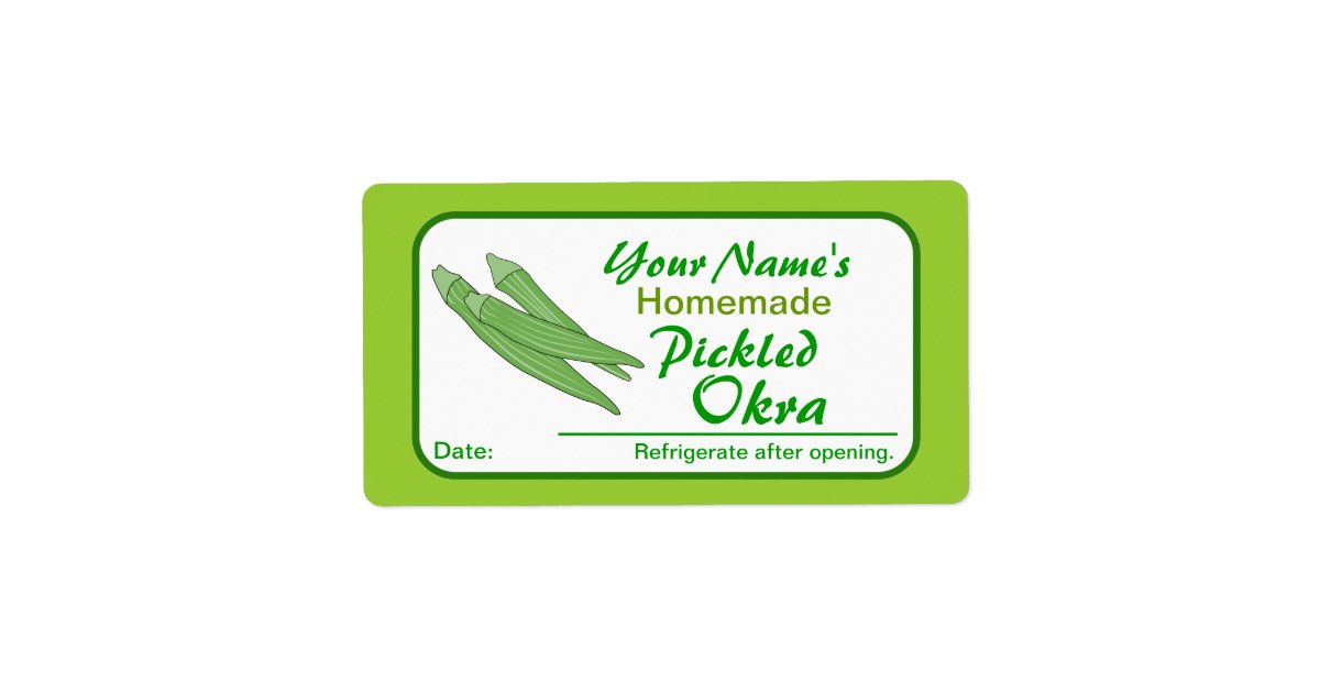 Personalized Jar Stickers Pickled Okra Vegetables | Zazzle