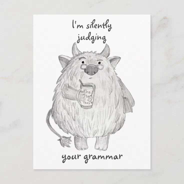 Personalized/ Judging Your Grammar/ Monster Postcard | Zazzle