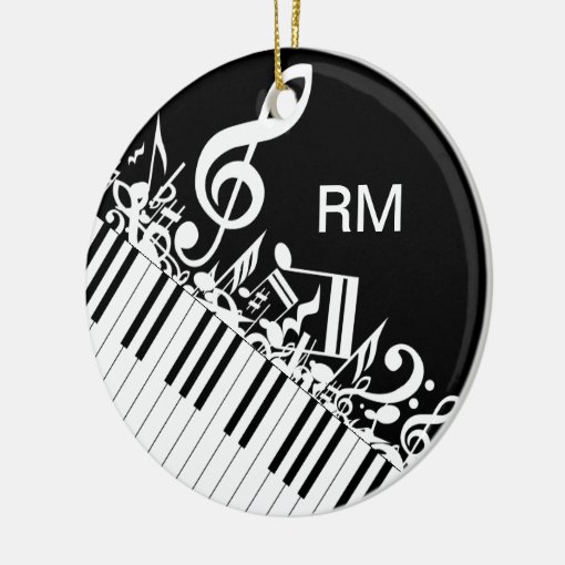 Personalized Jumbled Musical Notes and Piano Keys Ceramic Ornament | Zazzle