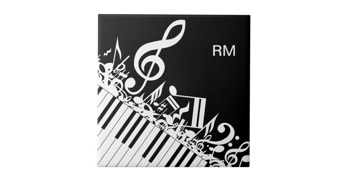 Personalized Jumbled Musical Notes and Piano Keys Ceramic Tile | Zazzle