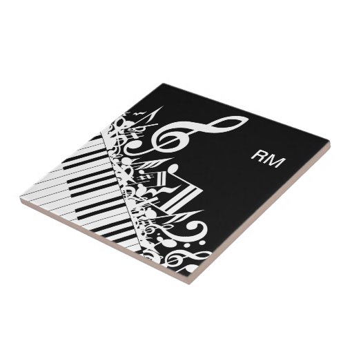 Personalized Jumbled Musical Notes and Piano Keys Ceramic Tile | Zazzle