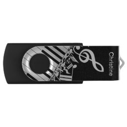 Personalized Jumbled Musical Notes and Piano Keys USB Flash Drive | Zazzle