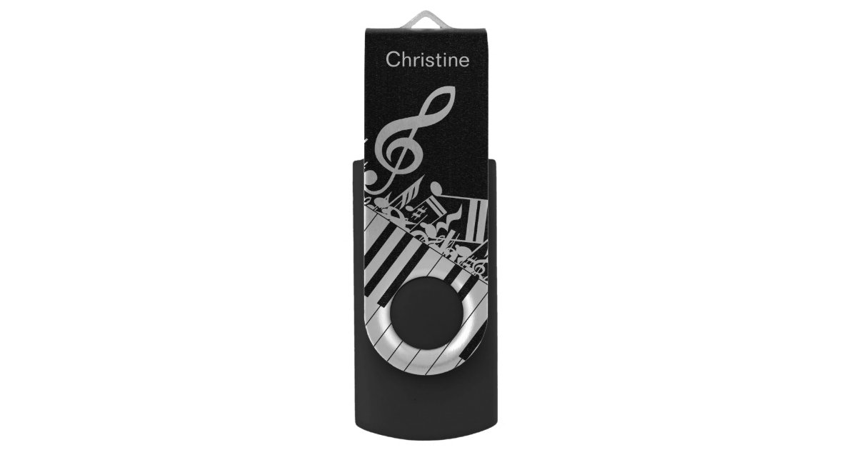 Personalized Jumbled Musical Notes and Piano Keys USB Flash Drive | Zazzle
