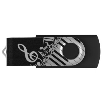 Personalized Jumbled Musical Notes and Piano Keys USB Flash Drive | Zazzle