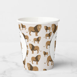 Personalized Jungle Lion Animal Pattern Birthday Paper Cups | Zazzle