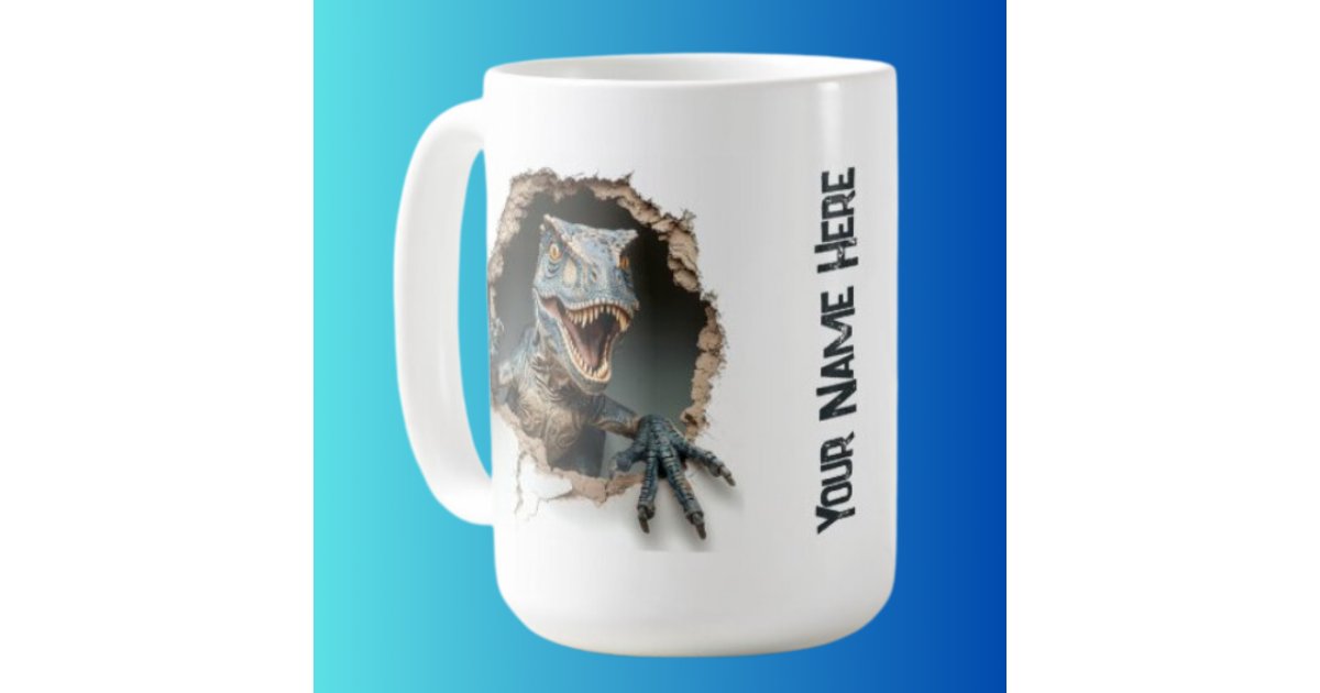 Personalized Jurassic Raptor Dinosaur Coffee Mug | Zazzle