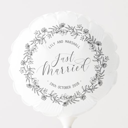 Personalized Just Married Floral | Balloon | Zazzle