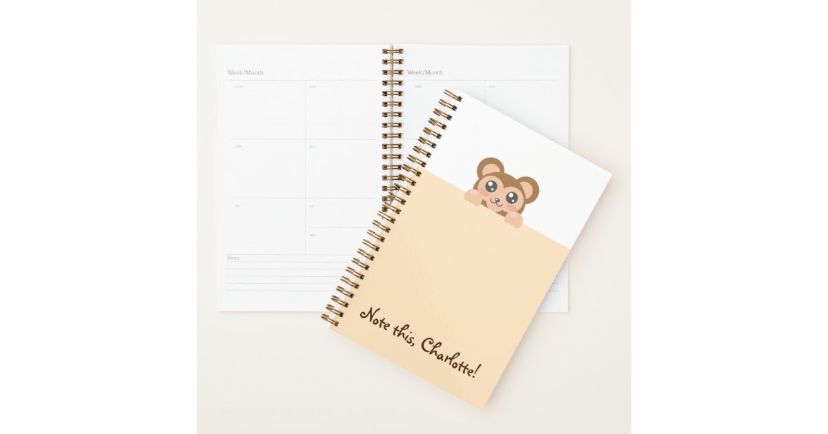 Personalized Kawaii Animal - Monkey Planner | Zazzle