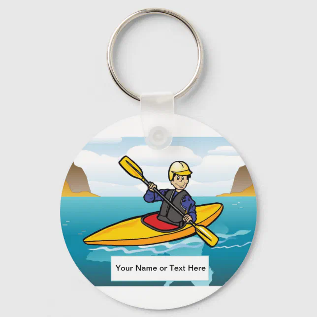 Personalized Kayaking - Male Cartoon Keychain | Zazzle