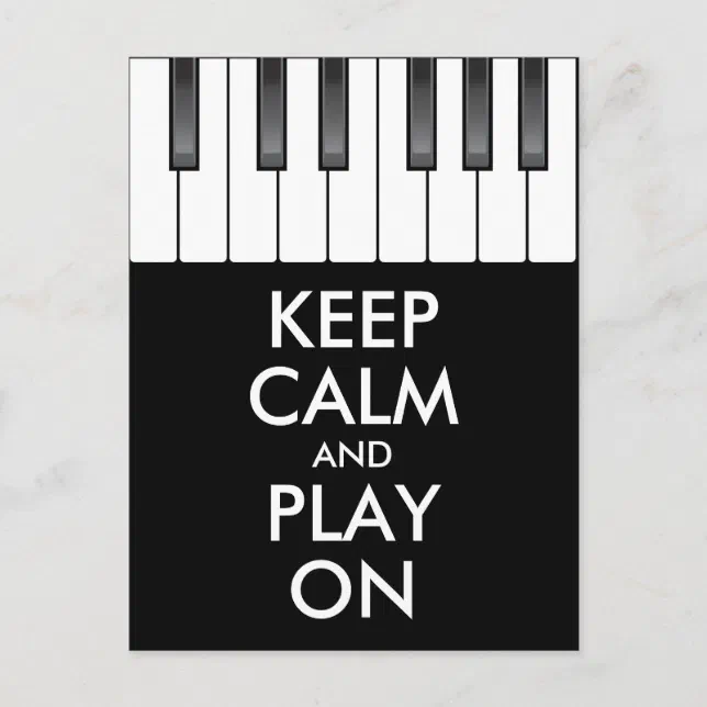Personalized KEEP CALM and PLAY ON -Keyboard piano Postcard | Zazzle