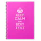 Personalized KEEP CALM AND Your Text Vibrant Pink Notebook | Zazzle