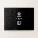 Personalized Keep Calm on Solid Black Decor Jigsaw Puzzle | Zazzle