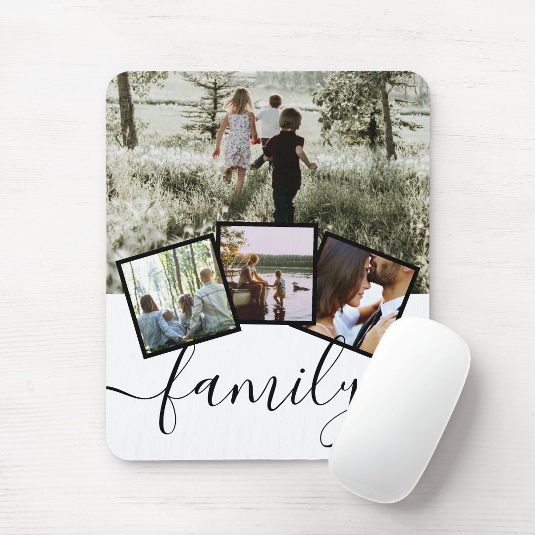 Personalized Keepsake 4 Photo Collage Family Mouse Pad | Zazzle