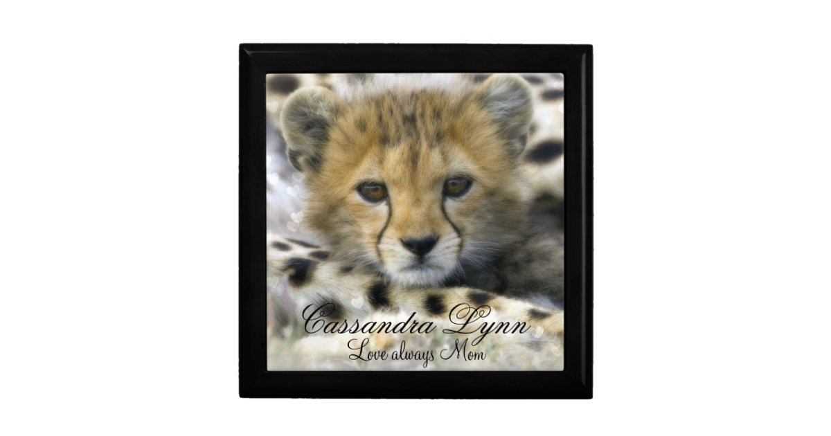 Personalized Keepsake Box Large/Cheetah Cub | Zazzle