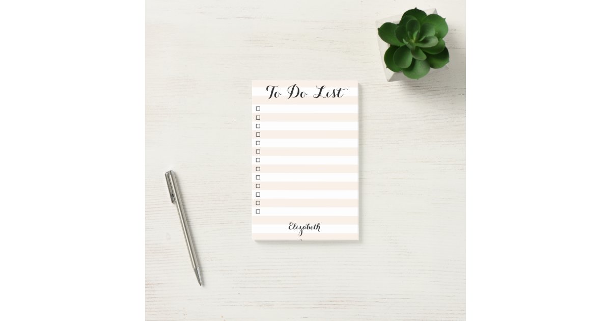 Personalized Khaki Striped Checklist To Do List Post-it Notes | Zazzle