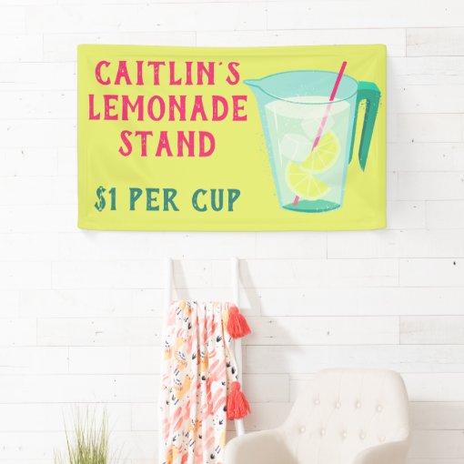 Personalized Kids Bright Lemonade Stand Banner | Zazzle