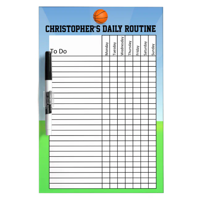 Personalized Kid's Chore/Daily Routine Chart Dry-Erase Board | Zazzle