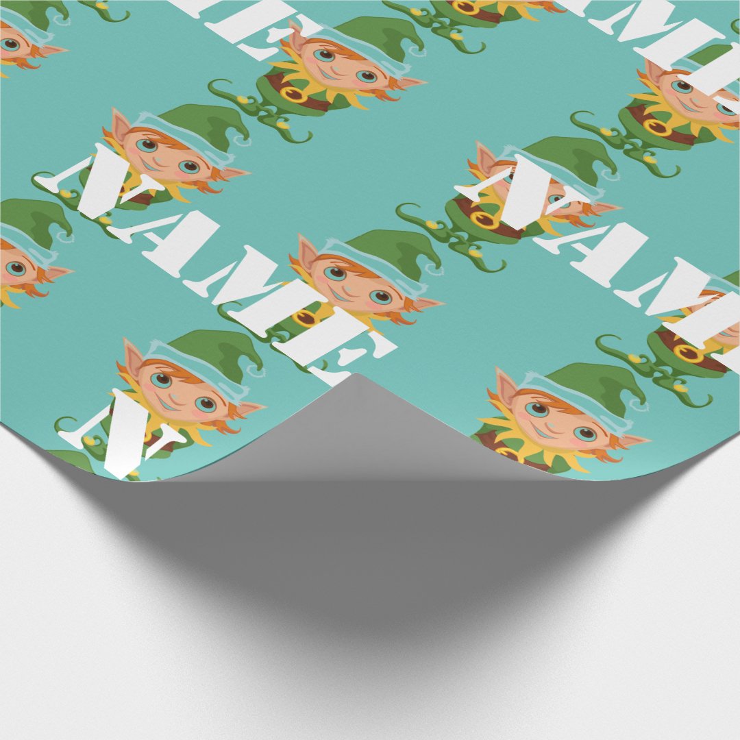 Personalized Kids Christmas Elf Wrapping Paper | Zazzle