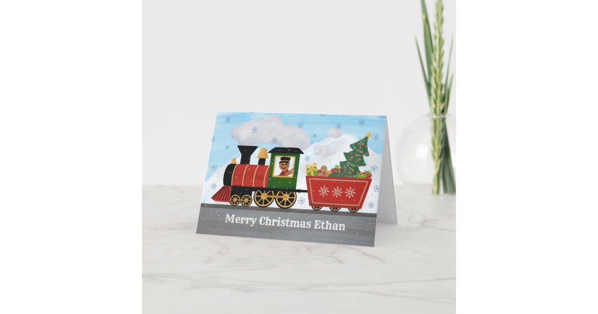 Personalized Kids Name Christmas Train Card | Zazzle