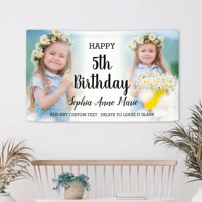 Personalized Kids Photo Collage Any Age Birthday Banner | Zazzle
