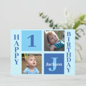 Personalized Kids Photo Cute Blue Happy Birthday Card | Zazzle