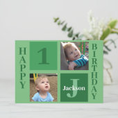 Personalized Kids Photo Cute Green Happy Birthday Card | Zazzle