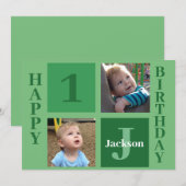 Personalized Kids Photo Cute Green Happy Birthday Card | Zazzle