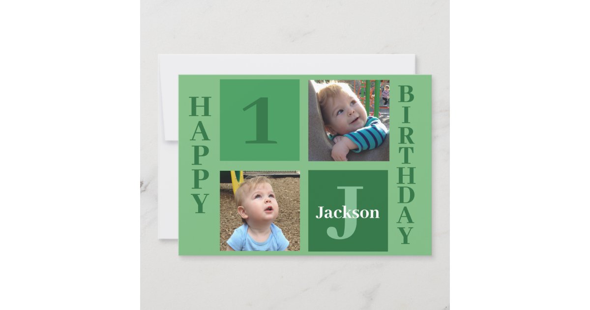 Personalized Kids Photo Cute Green Happy Birthday Card | Zazzle