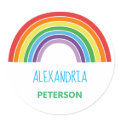 Personalized Kids Rainbow Colorful Classic Round Sticker | Zazzle
