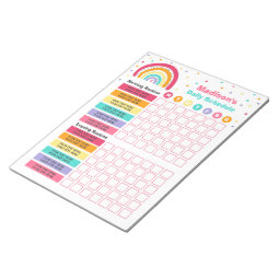 Personalized Kids Rainbow Daily Schedule Routine Notepad | Zazzle