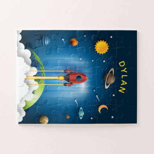 Personalized Kids' Rocket Ship Jigsaw Puzzle | Zazzle