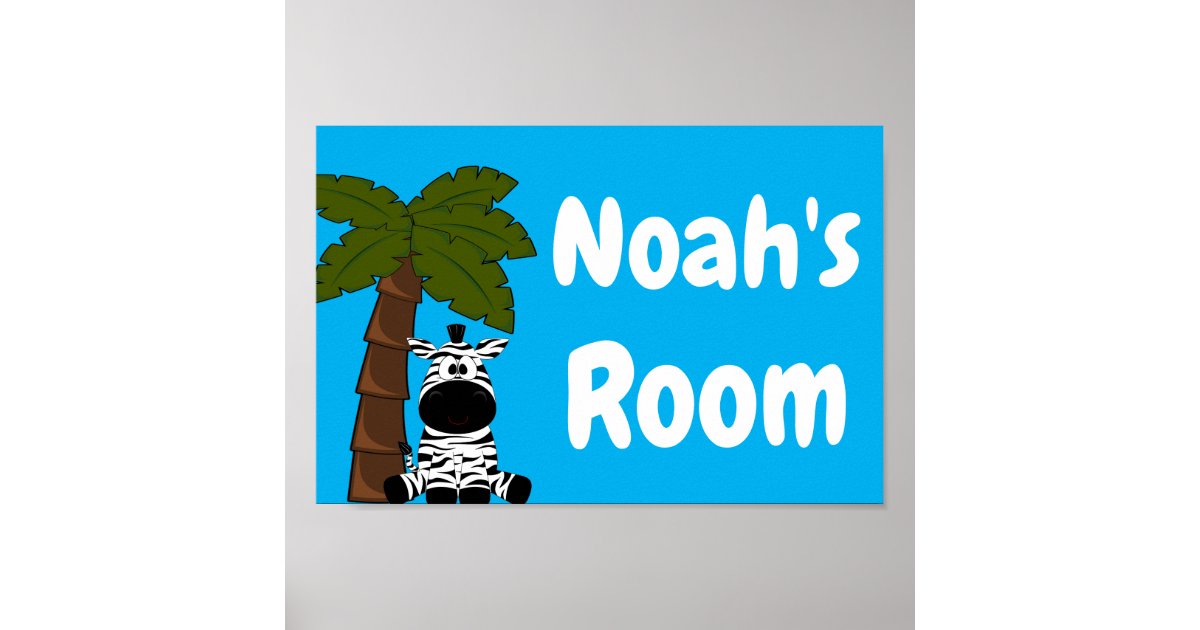 Personalized Kid's Room Zebra Jungle Theme Poster | Zazzle