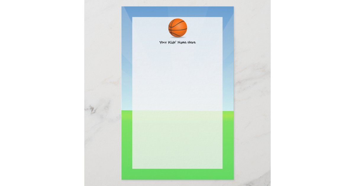 Personalized Kid's Sports Basketball Sunny Day Stationery | Zazzle