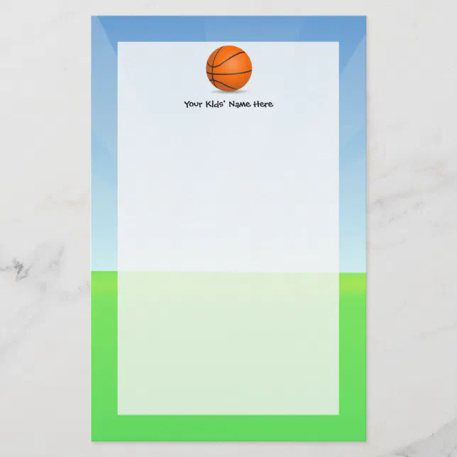 Personalized Kid's Sports Basketball Sunny Day Stationery | Zazzle