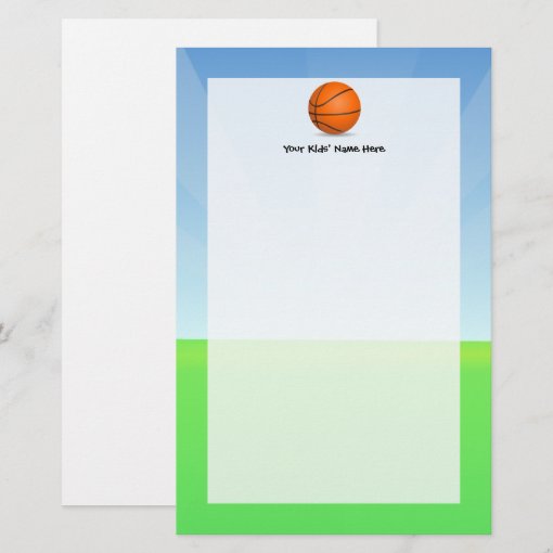 Personalized Kid's Sports Basketball Sunny Day Stationery | Zazzle
